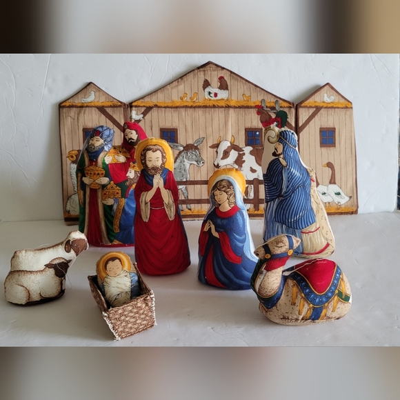 Cranston | Holiday | Handcrafted 9 Pc Nativity Scene Set Stuffed ...